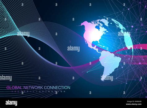 World Map Point With Global Technology Networking Concept Digital Data