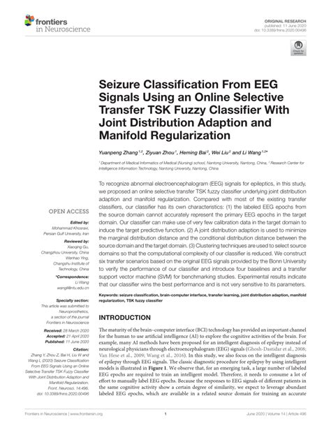 pdf seizure classification from eeg signals using an online selective