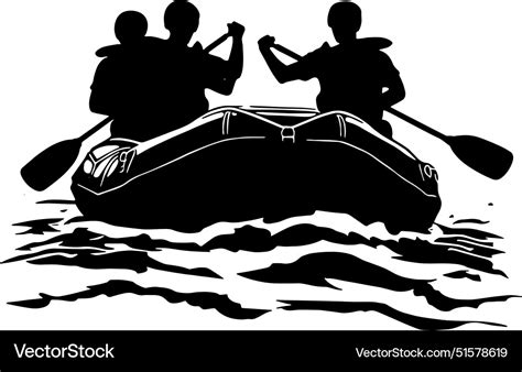 Silhouette Of People White Water Rafting Vector Image