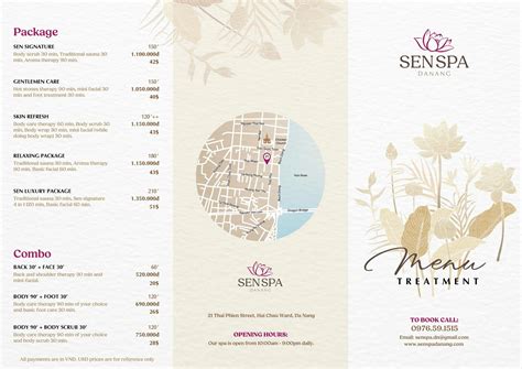 Massage Menu And Prices Sen Spa Da Nang Best Spa Da Nang