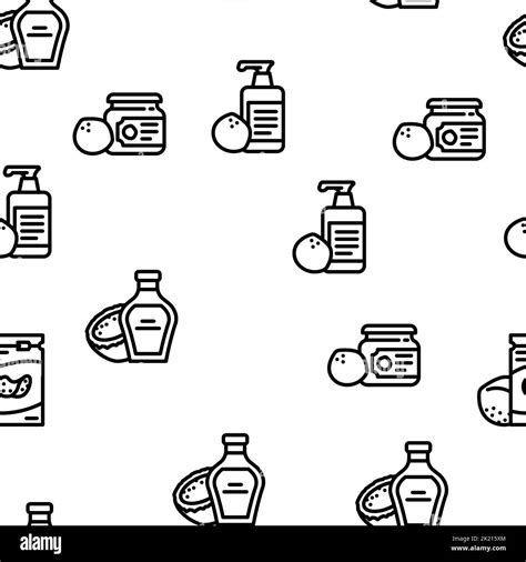 Coconut Coco Fruit White Tropical Vector Seamless Pattern Stock Vector