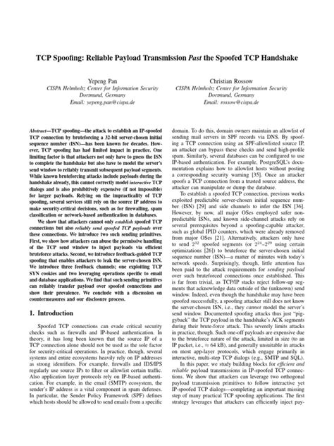 Tcp Spoofing Pdf Transmission Control Protocol Data Transmission