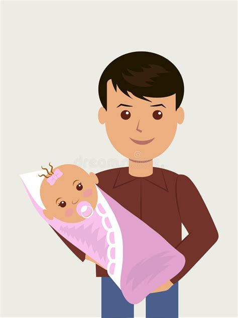 Happy Father With His Newborn Daughter Stock Vector Illustration Of