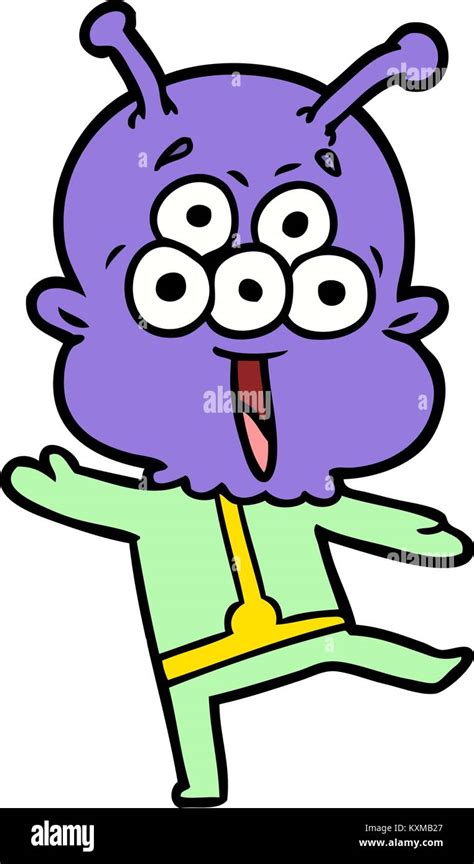 Happy Cartoon Alien Dancing Stock Vector Image And Art Alamy