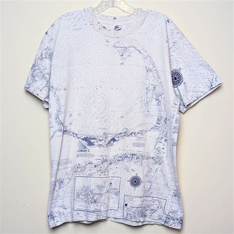 Vtg 90s Cape Cod Mass Map All Over Print Aop Single Stitch Sailor