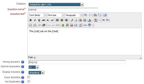Question Type Gapfill MoodleDocs