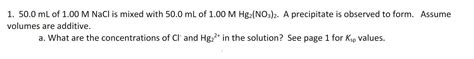 Solved ML Of MNaCl Is Mixed With ML Of Chegg Com