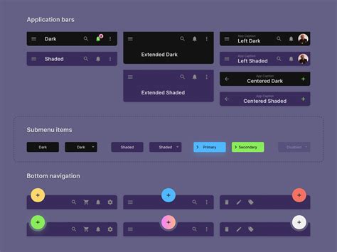 Figma Material Design Ui Kit Application Bar Dark Components By Roman