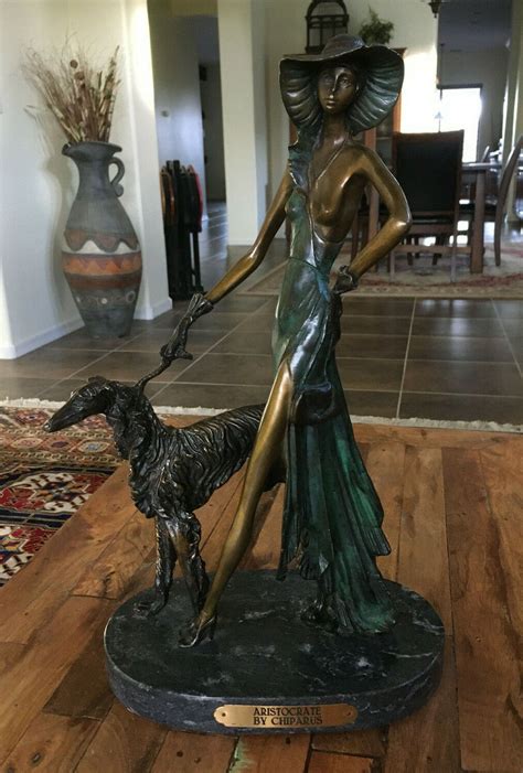Chiparus Bronze Aristocrate Sculpture Woman Dog Limited Edition 165