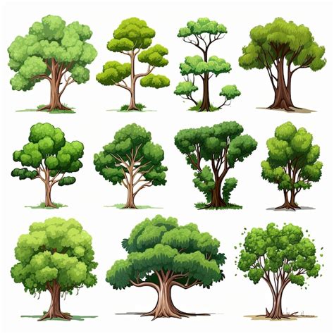 Premium Photo 2d Flat Tree Cartoon Style On White Background
