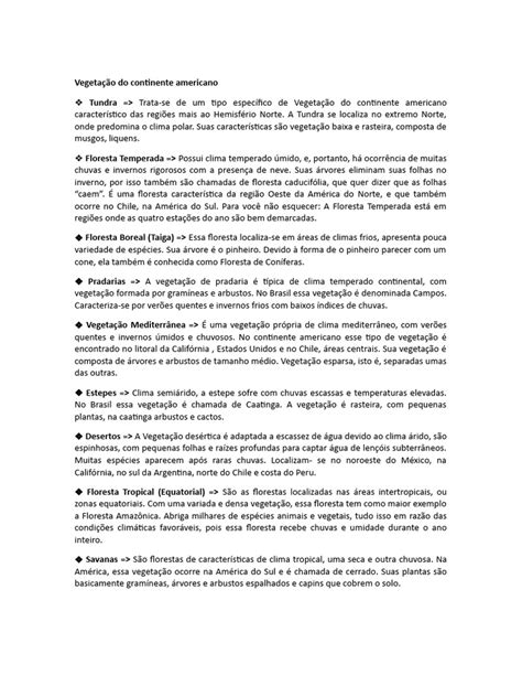 Vegetação Do Continente Americano Pdf Florestas Clima Temperado