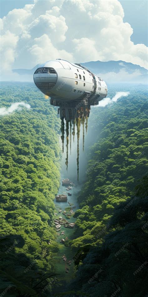 Premium Photo Big Ship Hull Under Multiple White Flat Zeppelin Baloons
