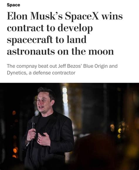 Space Elon Musks Spacex Wins Contract To Develop Spacecraft To Land