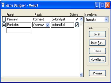 Menu Pada Visual Foxpro 90 Indahnya Berbagi