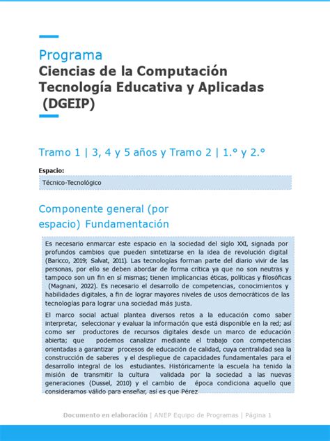 Ciencias De La Computación Tramo 1 Y 2 Dgeip V2 2 Pdf