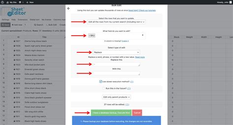 Woocommerce Bulk Search And Replace Skus In A Spreadsheet Wp Sheet