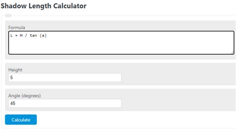 Shadow Length Calculator Calculator Academy