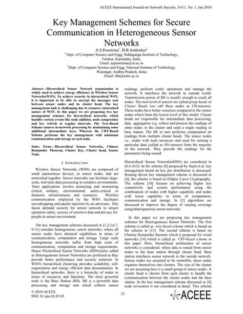 Key Management Schemes For Secure Communication In Heterogeneous Sensor