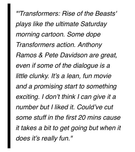 Early Reviews Are In For Rotb Minor Spoilers R Transformers