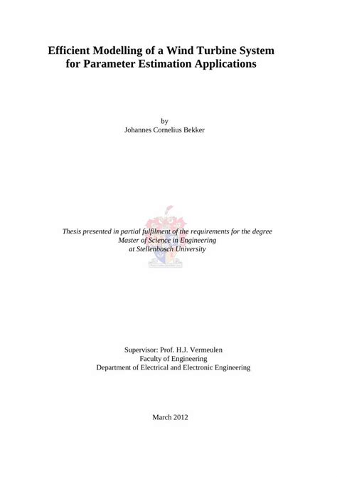 Pdf Efficient Modelling Of A Wind Turbine System Dokumentips