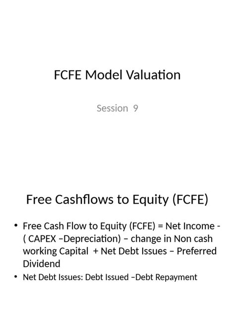 Fcfe Model Session Pdf Free Cash Flow Financial Accounting