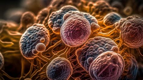 Microscopic View Of Cells Under The Microscope Generative Ai Stock