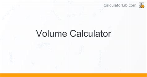 Volume Calculator Online Calculator