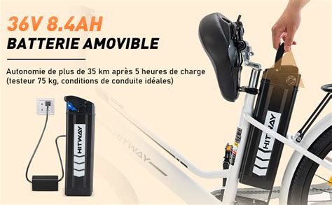 Hitway vélo électrique e bike 26 3 Vitesses Max 25km h moteur 250w