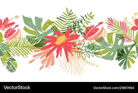 Tropical Flower Hand Drawn Header Or Border Vector Image