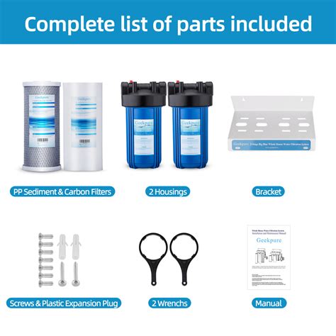 Geekpure 2 Stage Whole House Water Filtration System W 10 Blue Housi