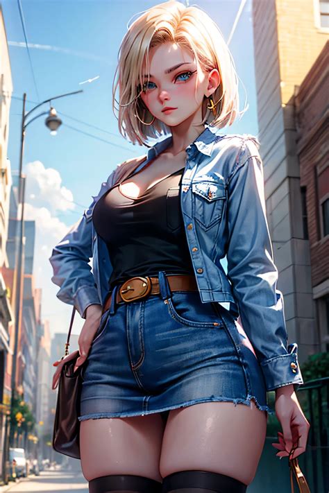 안드로이드 18 안드로이드 18 블론드 헤어 파란 눈 속눈썹 Seaart Ai