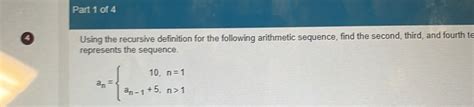part 1 of 4 using the recursive definition for the following arithmetic