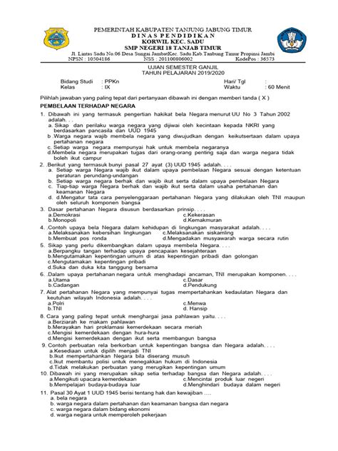 Soal Kelas 9ganjil Pdf