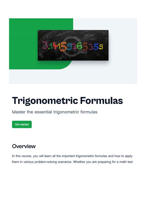 SOLUTION: Trigonometric formulas - Studypool