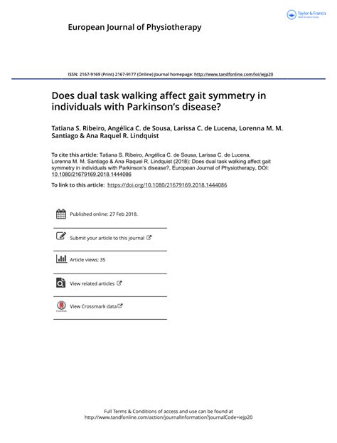 Pdf Does Dual Task Walking Affect Gait Symmetry In Individuals With