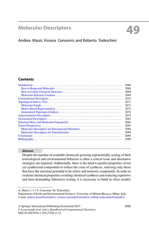 Pdf Molecular Descriptors