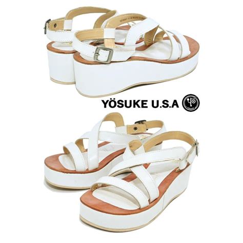 Yosuke 公式shop特典キズ補修液付 L・llサイズ限定 ヨースケ 厚底 フラットサンダル 本革 レディース 靴 ヨースケ公式