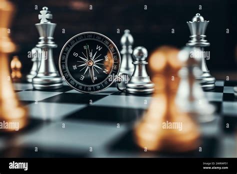 Compass And Chess Piece On Chess Board Game For Ideas Challenge