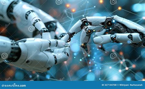 Robotic Hand Reaching Out In Cyberspace Stock Illustration