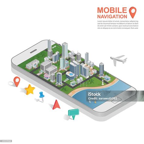 3d Isometric Mobile Gps Navigation Concept Vector Stock Illustration Download Image Now