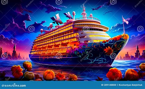 Large Cruise Ship Floating On Top Of Body Of Water Under Cloudy Sky