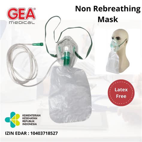 Jual Non Rebreathing Mask Masker Oksigen Reservoir Dewasa GEA Kantung Sungkup Shopee Indonesia