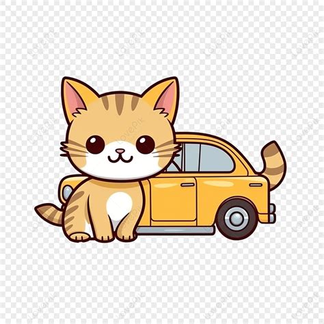 귀여운 고양이와 자동차 만화어린이마음교통 Png 일러스트 무료 다운로드 Lovepik