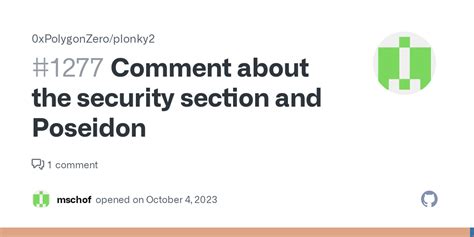 Comment About The Security Section And Poseidon · Issue 1277