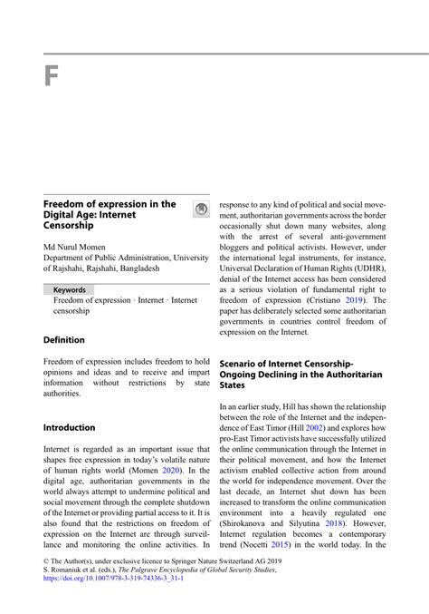 (PDF) Freedom of expression in the Digital Age: Internet Censorship