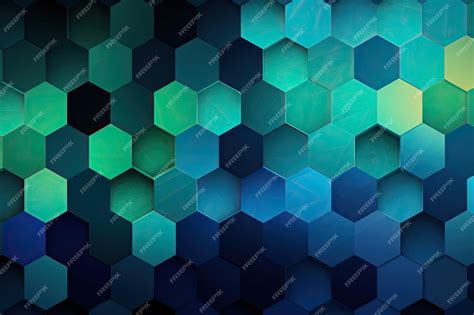Hexagonal Honeycomb Pattern In Shades Of Blue And Green Premium Ai Generated Image