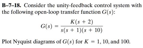 solved draw the nyquist plot by hand b7 18 consider the unity