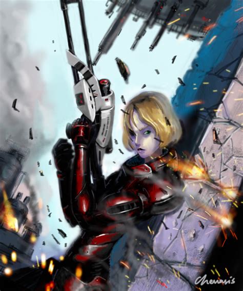 Safebooru Armor Bad Id Battle Blonde Hair Chevasis Commander Shepard