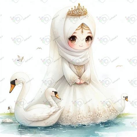 خرید و قیمت بک گراند کودکانه دختر ناز با حجاب کنار قوهای دریاچه کد 41940 ویژه عکس گراف ترب