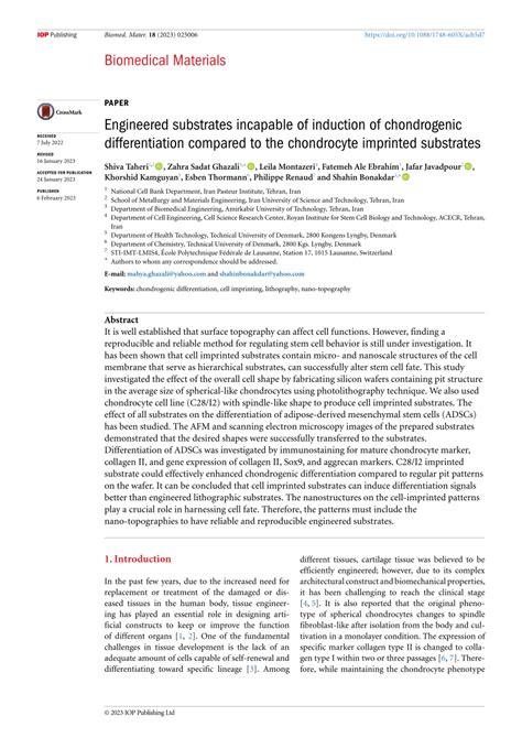 Engineered Substrates Incapable Of Induction Of Chondrogenic
